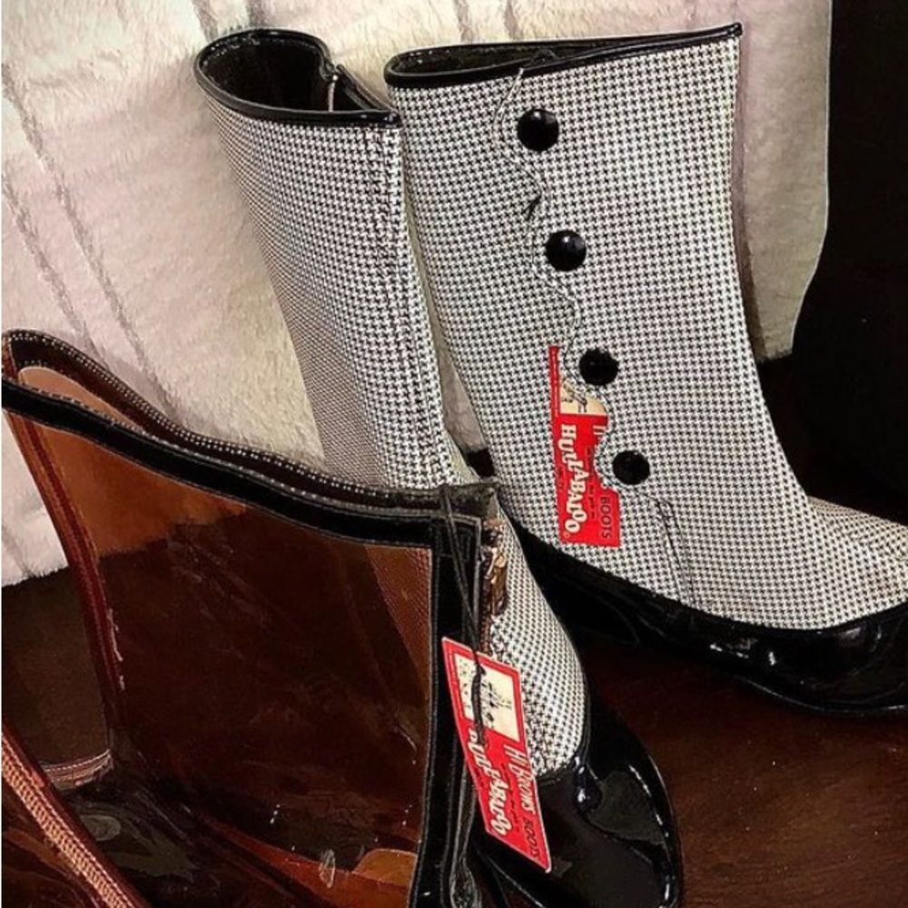 1960s Mod Boots By Hullabaloo- Herringbone Checked- 7… - Gem
